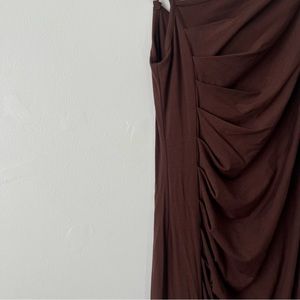 Cider | Dresses | Cider Brown Square Neck Sexy Asymmetrical Bodycon Midi Dress | Poshmark